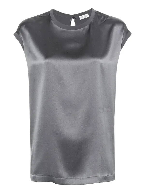 Brunello Cucinelli Monili Detail Blouse - Gray
