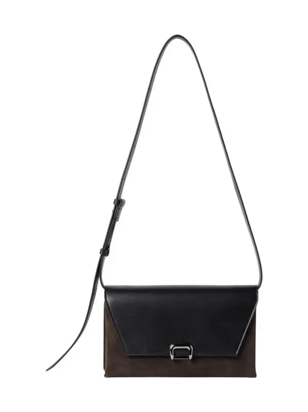 Brunello Cucinelli Sartorial Foldover Top Shoulder Bag - Black