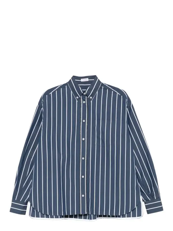 Brunello Cucinelli Striped Button-down Shirt - Navy Blue
