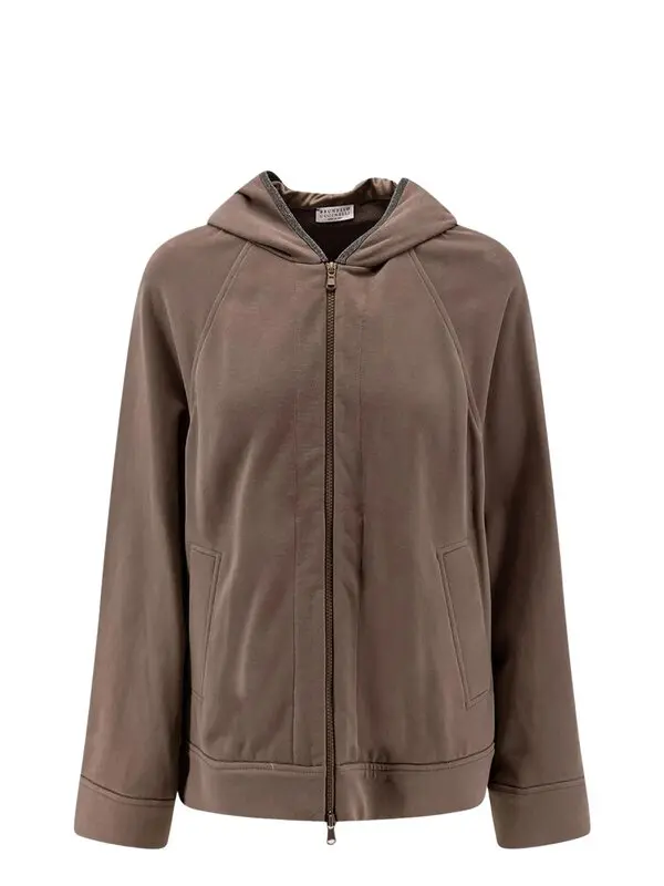 Brunello Cucinelli Hooded Cotton Zip-up Hoodie - Brown