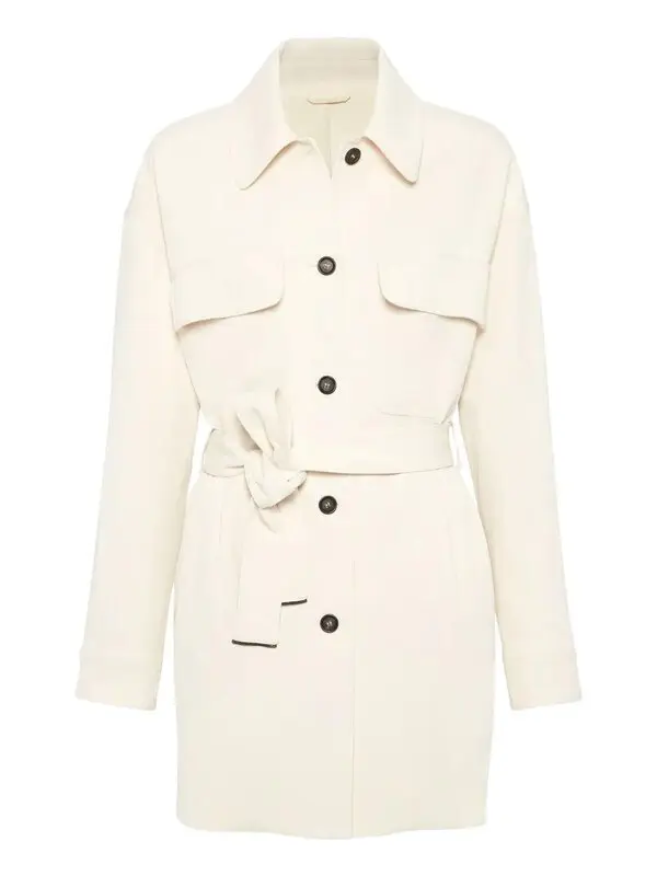 Brunello Cucinelli Belted Jacket - White