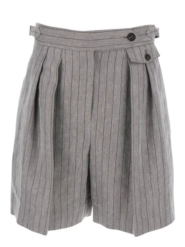 Brunello Cucinelli Striped Pleated Shorts - Grey