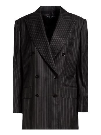 Dolce & Gabbana Wool And Silk Pinstriped Double-breasted Blazer - Black