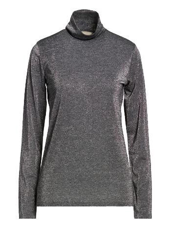 Momoni Metallic Knit Turtleneck Top - Grey