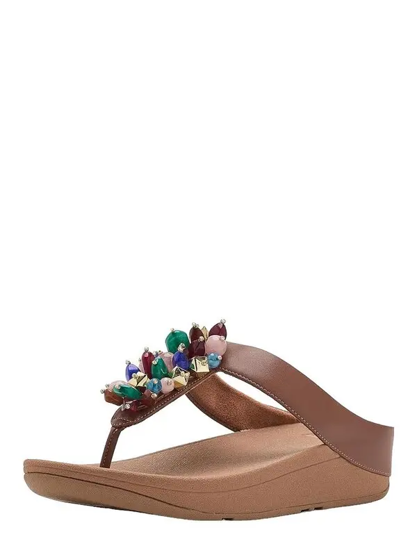 Fitflop Fino Embellished Bead-cluster Wedge Sandals - Brown