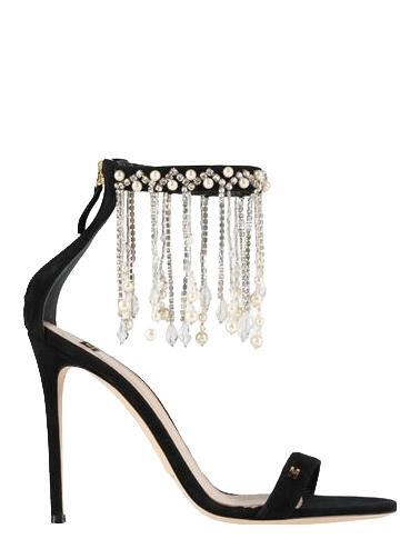 Elisabetta Franchi Embellished Suede Sandals - Black