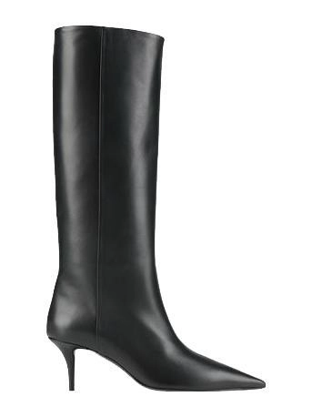 Fabiana Filippi Leather Pointed Toe Stiletto Heel Knee High Boots - Black
