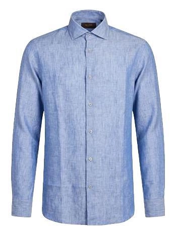 MOORER Shirt Size Linen - Blue