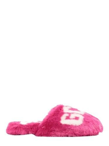 Gcds Textile Slippers With Plush Fabric And Logo - Fuchsia