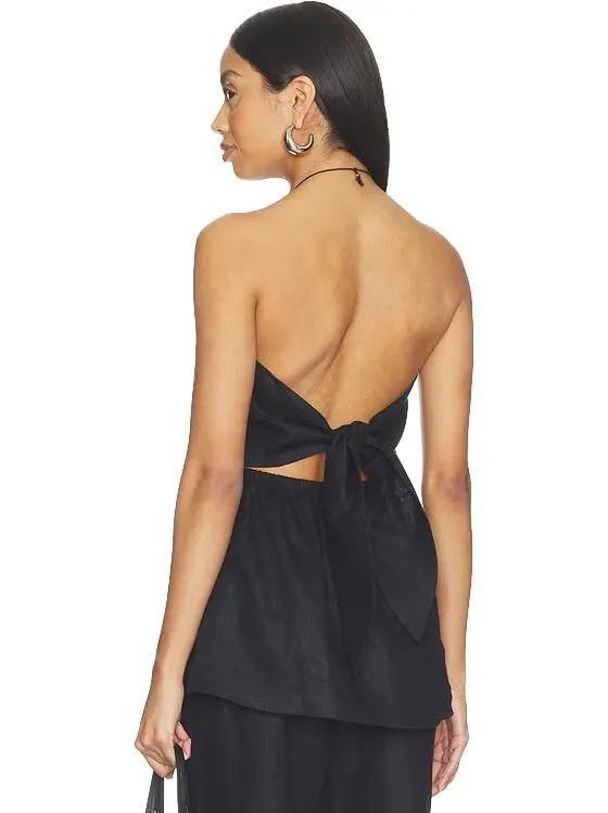 Faithfull The Brand Solmar Linen Top - Black