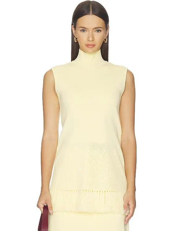 Clea Tiama Fringe Hem Knit Top - Lemon