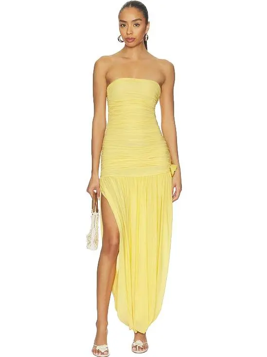 MAYGEL CORONEL Halo Strapless Midi Dress - Ambar