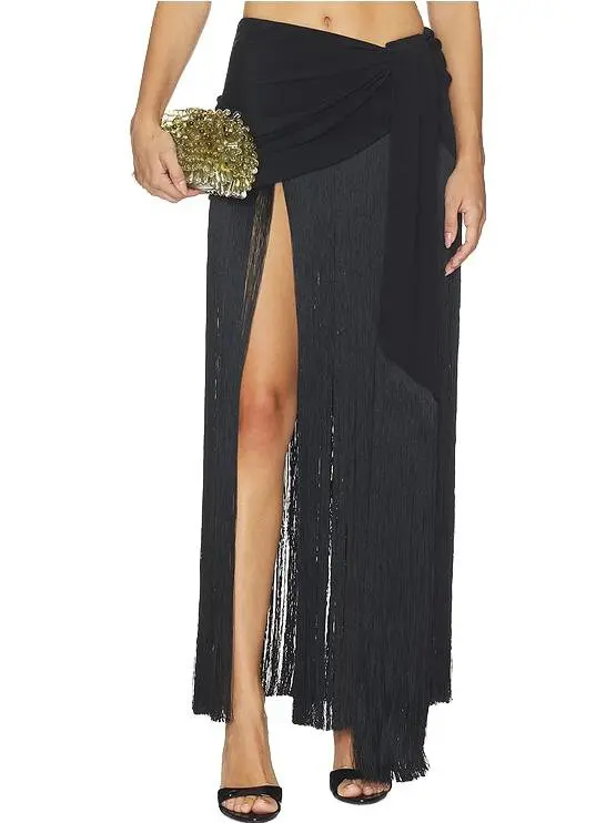 Cult Gaia Saman Skirt With Fringe Detail - Black