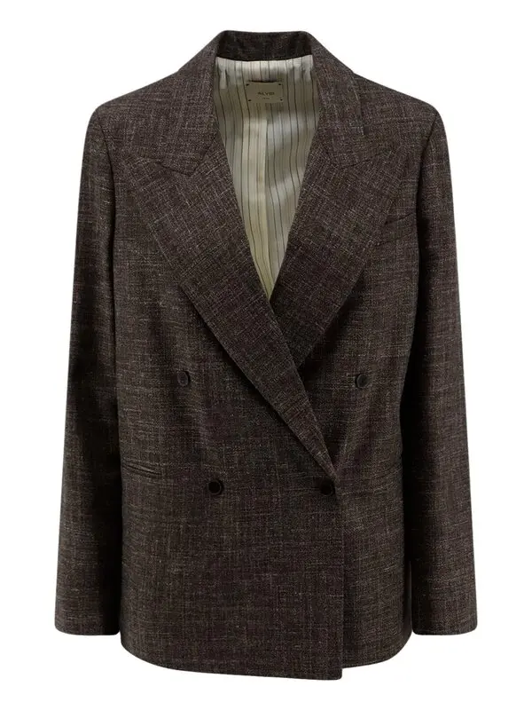ALYSI Double-breasted Wool And Linen Blend Blazer - Brown