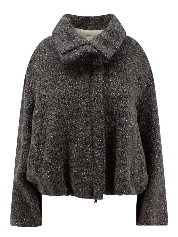ALYSI Virgin Wool, Cotton, And Alpaca Mélange Jacket - Brown