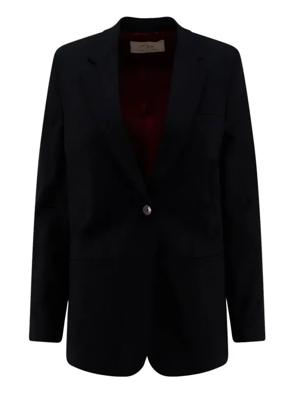 ALYSI Single-breasted Stretch Virgin Wool Blazer - Black
