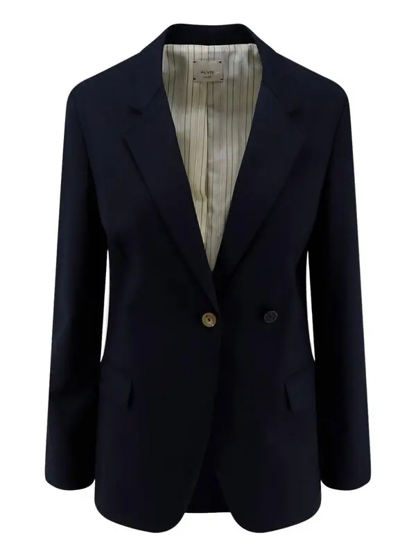 ALYSI Single-breasted Virgin Wool Blend Blazer - Blue