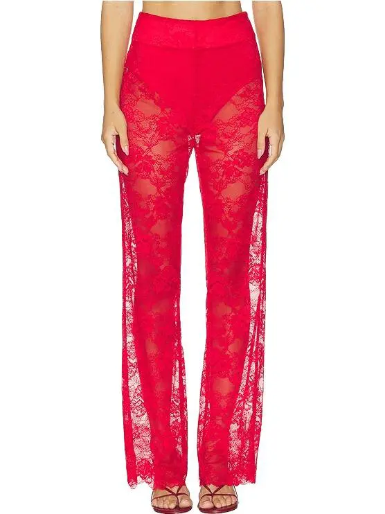 MUMA WORLD Aka Sukara Laced Tailored Pant - Red