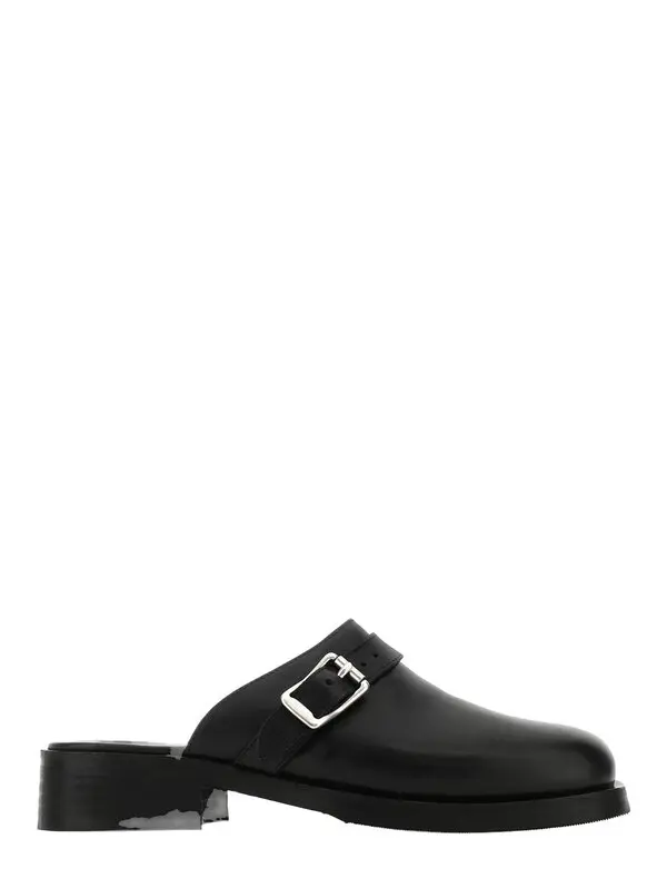 Our Legacy Leather Buckled Mules - Black