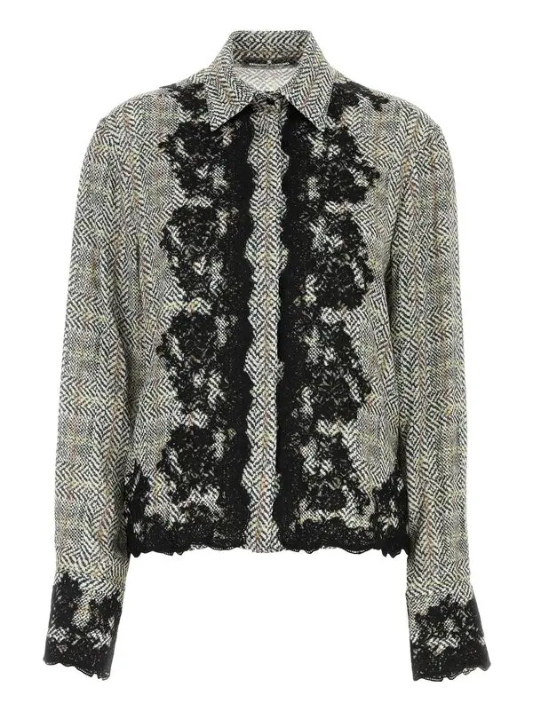 Ermanno Scervino Printed Viscose Shirt With Lace Inserts - White