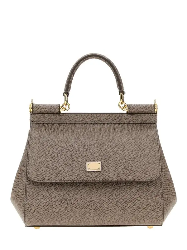 Dolce & Gabbana Dauphine Calf Leather Medium Sicily Handbag - Grey