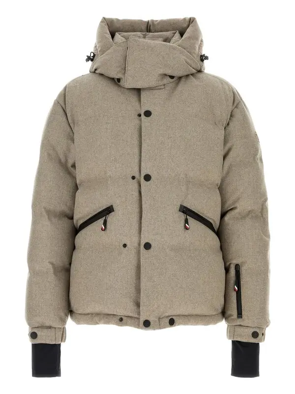 Moncler Down Jacket With Detachable Hood - Light Brown