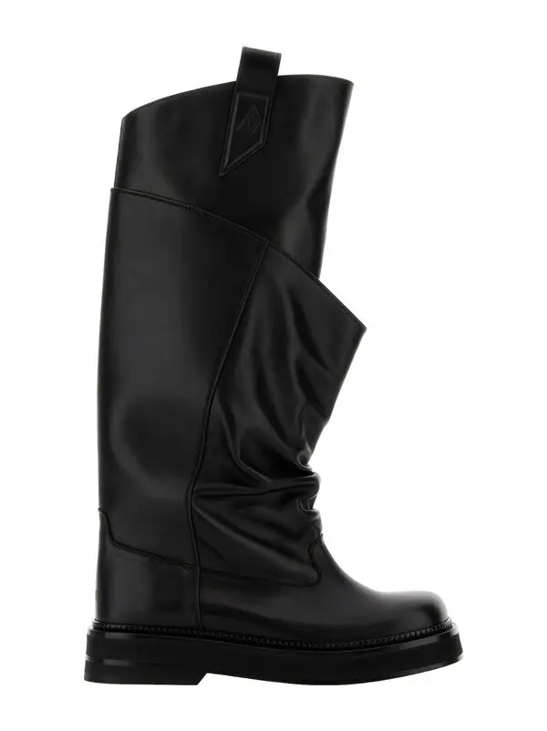Attico Leather Passeggiata Boots - Black