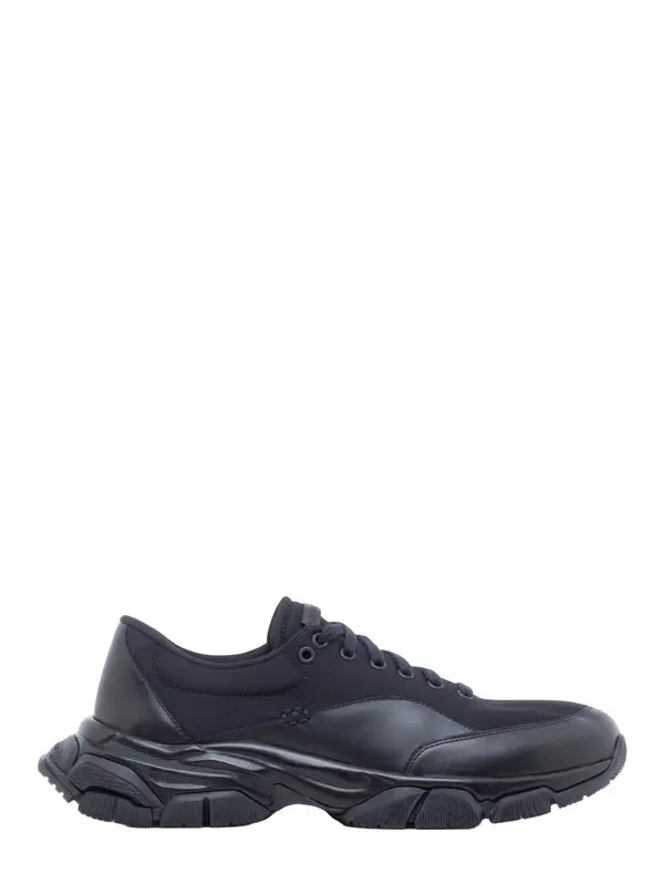 Giorgio Armani Nylon And Leather Sneakers - Black