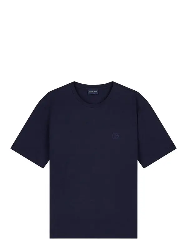 Giorgio Armani T Shirt Cotton Jersey Regular Fit - Blue
