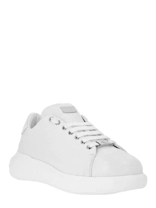Philipp Plein Nappa Leather Monogram Low Top Sneakers - White