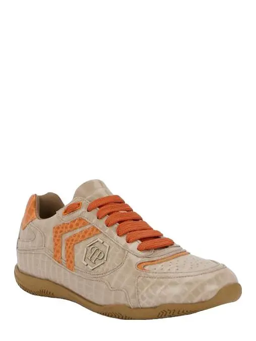 Philipp Plein Low-top Sneakers With Croc Effect - Beige