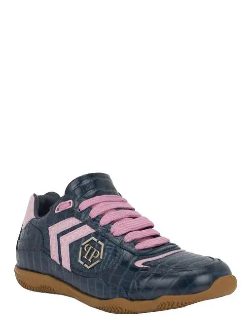 Philipp Plein Low-top Sneakers With Croc Effect - Darkblue
