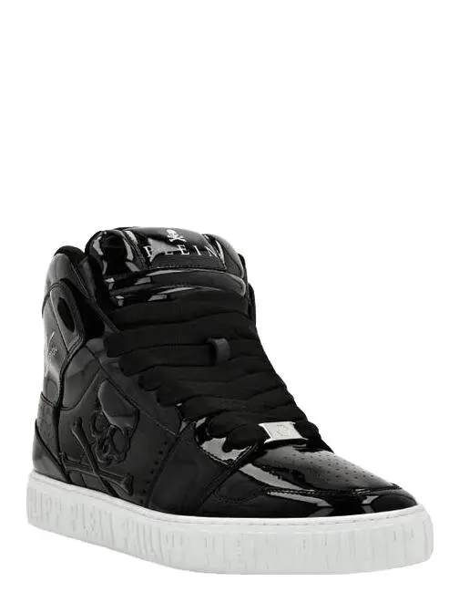 Philipp Plein Skull&bones Patent High-top Sneakers - Black