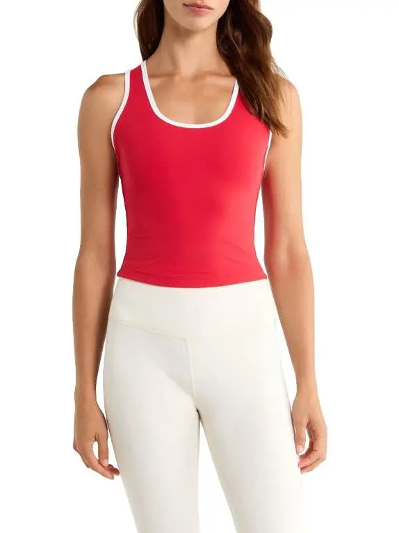 Year Of Ours Back Cutout Racerback Tank - Cherry/white