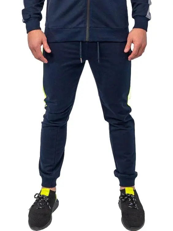 MACEOO Level Neon Striped Jogger Pants - Blue