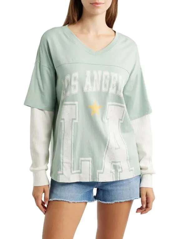 VINYL ICONS Graphic Layered T-shirt - Olive