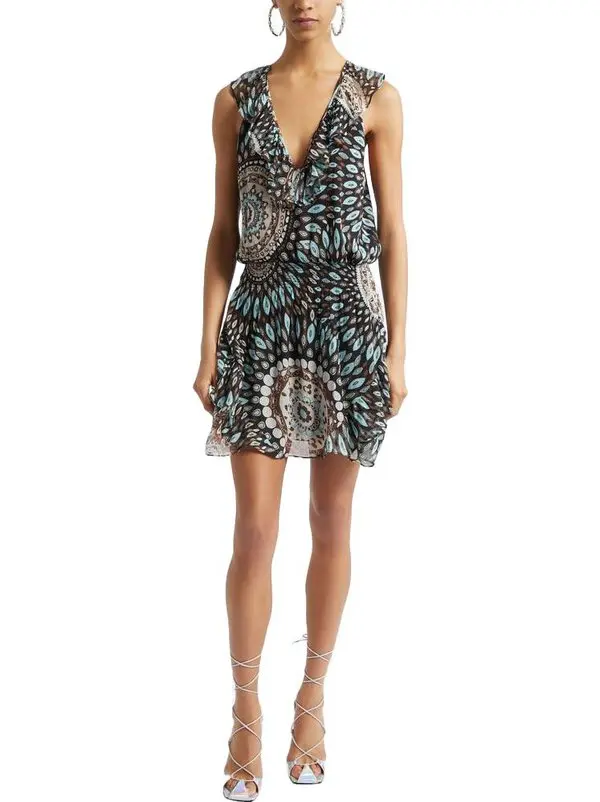 Ramy Brook Morgan Medallion Silk Mini Dress - Multi Medallion