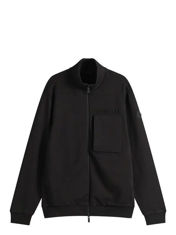 Moncler Fleece Zip-up Jacket With Funnel Neck - Black