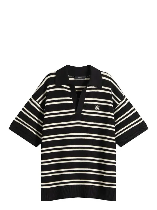 Amiri Ma Stripe Knit Polo - Black