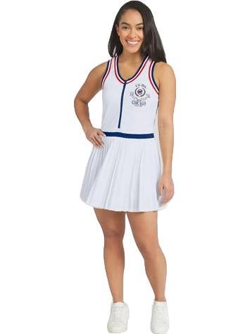 WEAR BY ERIN ANDREWS Chicago Cubs Zip-front Pleated Tank Dress - White