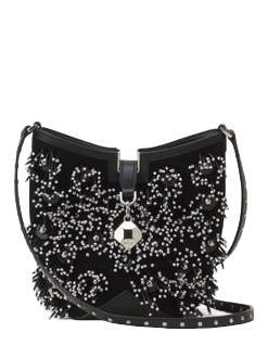 LANVIN Catch Embroidered Leather Bucket Bag - Black/silver