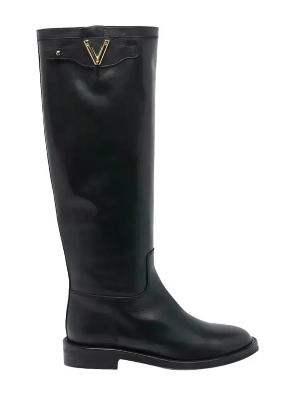 VIA ROMA 15 Logo-plaque Knee-high Boots - Black