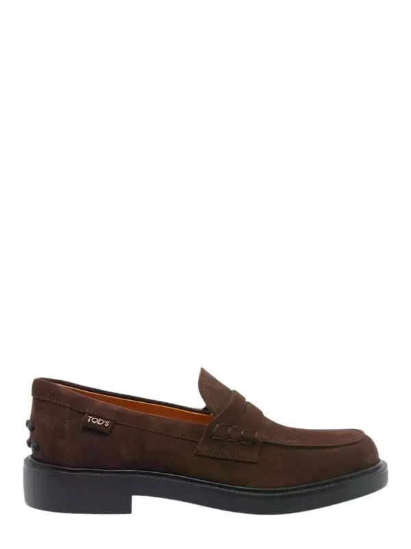 TOD'S Suede Loafers With Gommino Detailing - Brown
