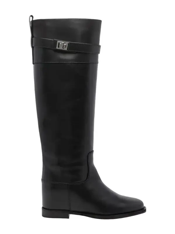 VIA ROMA 15 Padlock Leather Boots - Black