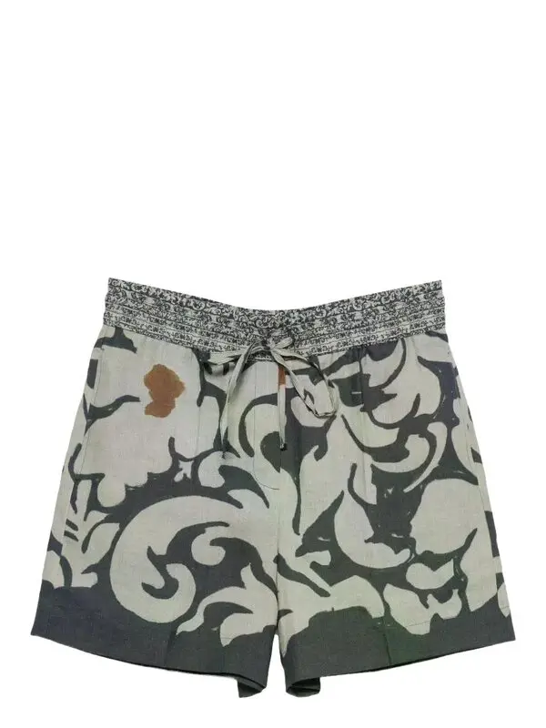 LUISA CERANO Abstract Print Drawstring Shorts - Grey