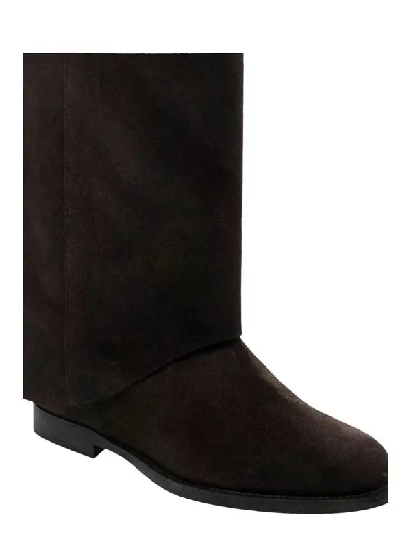 VIA ROMA 15 Suede Knee-high Boots With Buckle Detail - Brown
