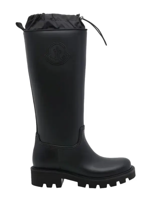 Moncler Rubber Knee-high Boots With Drawstring Fastening - Black
