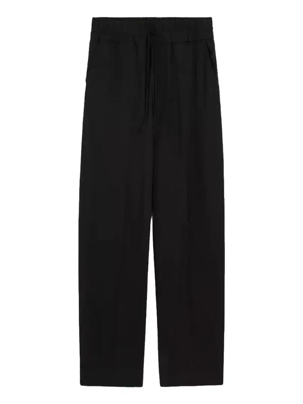AMI Paris Elasticated Waist Wool Trousers - Black