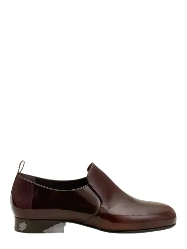 AMI Paris Flat Patent Leather Shoes - Brown