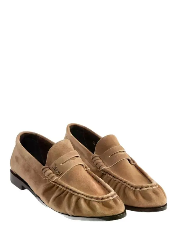 Saint Laurent Le Loafer Suede Slip-on Loafers - Neutrals